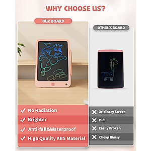LCD Writing Tablet 10 Inch, Toys for 3 4 5 6 7 8 9 10 Year Old Boys Girls, Colorful Doodle Board Drawing Tablet, Gift for Boys Toddlers Age 3-12 Years, Memo Board, Drawing Pads with Lanyard (Pink)