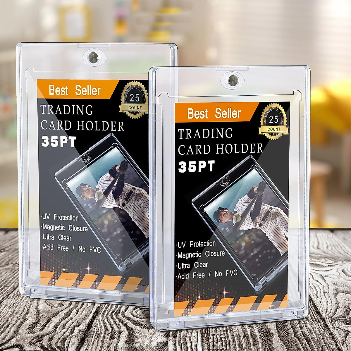 40 Pieces Thick Magnetic Card Sleeve Card Holder 35pt Hard Plastic Protector Standard Thickness Trading Cards Sleeves for Collectible Trading Cards, Baseball, Sports, Game, Playing, Credit Cards