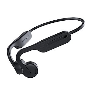 Conduction Headphones Bluetooth,Open Ear Wireless Headphones Bluetooth 5.0 Sport Headset with Mic 10h Long Battery Life, IPX5 Sweat Resistant, Headset for Jogging/Cycling/Hiking/Working(Black)