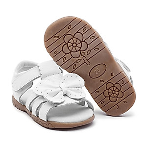 Femizee Toddler Girls Leather Summer Flower Sandals,Whtie Butterfly,1537 CN28