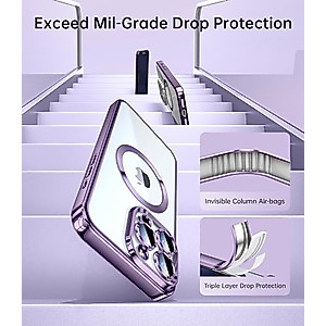 JUESHITUO Magnetic Clear for iPhone 14 ProMax Case with Full Camera Protection, No.1 Strong N52 Magnets, for iPhone 14 Pro Max Case, for Magsafe Women Girls Men Phone Case (6.7")-Deep Purple