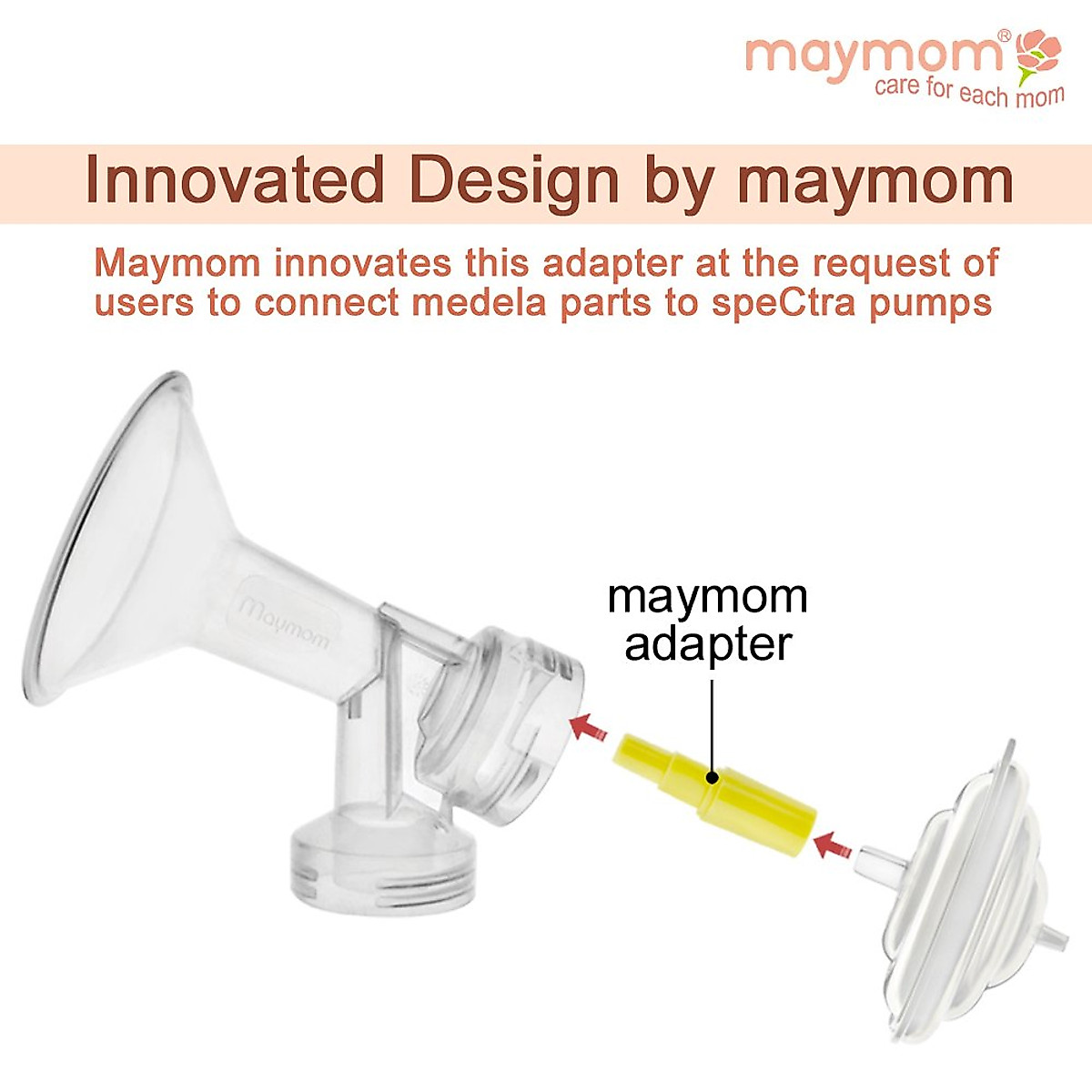 Maymom Flange Adapter Compatible with Spectra S1, Spectra S2; Connects Maymom Breastshield/Maymom Bottle and Spectra Backflow Protector (Maymom Flange Adapter, Yellow)