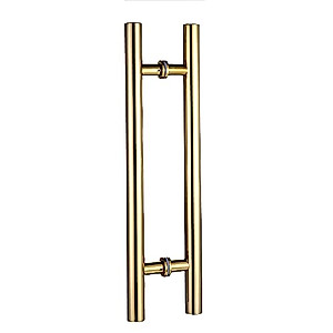 SUCHETA Modern Round Entry Door Handle,Modern Steel Push Pull Door Handle for Sliding Glass Shower/Barn Door/Interior Exterior Door,Hardware Included (Color: Titanium Yellow,Size: 80 x 60cm)