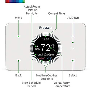 Bosch Thermotechnology BCC50 Wi-Fi Thermostat-Works with Alexa and Google Assistant, All-in-One, Touch Screen, Safety Control, Smart Home, White
