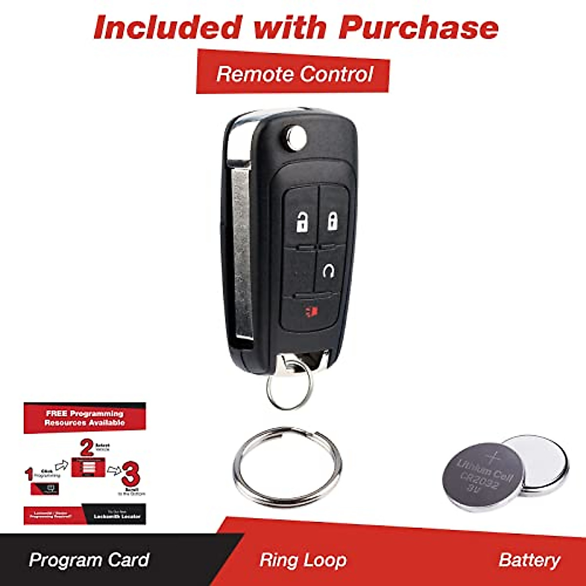 KeylessOption Keyless Car Remote Uncut Flip Ignition Key Fob Replacement for OHT01060512