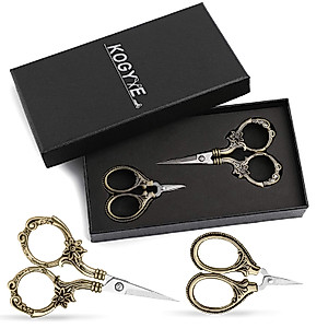 2 Pair Embroidery Scissors, Classic Daisy Design Scissors Sharp Tip Stainless Steel, Vintage Sewing Scissors DIY Tools Dressmaker Small Scissor for Fabric, Embroidery, Craft, Needlework (Bronze)