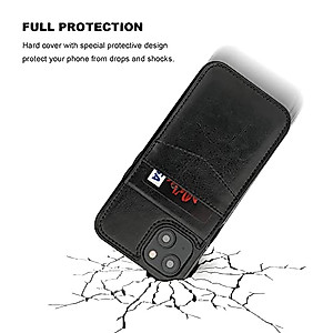 KIHUWEY Compatible with iPhone 14 Case Wallet with Credit Card Holder, Flip Premium Leather Magnetic Clasp Kickstand Heavy Duty Protective Cover for iPhone 14 6.1 Inch (Black)