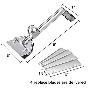 Grill Scraper W/ 5 Blades , Heavy Duty Rust Flat Top Grill Accessories with Blade Replacements , Commercial Griddle Scraper User-Friendly Barbecue Grill Cleaning Tool for Restaurants, Bars, Diners