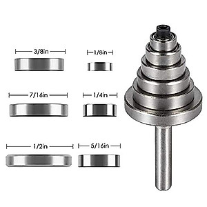 Eyech 1/4 Inch Shank Rabbet Router Bit Set with 6 Bearings Rabbeting Router Bit Bearings Set for Multiple Depths 1/8", 1/4", 5/16", 3/8", 7/16", 1/2"