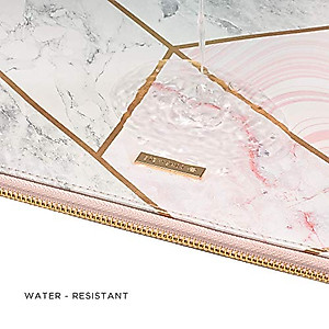 Comfyable Tablet Sleeve Compatible for iPad Pro 12.9 inch M2 2022 M1 2021 2020 & Smart/Magic Keyboard with Pencil Holder - PU Leather Bag Waterproof Slim Protective Cover Case - Geometric Marble