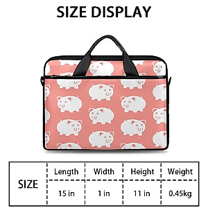 Cartoon Pig Laptop Computer Bag Waterproof Shoulder Messenger Bag 13-15 inch Durable Laptop Tote Bag with Shoulder Strap Handle Lightweight Crossbody Briefcase