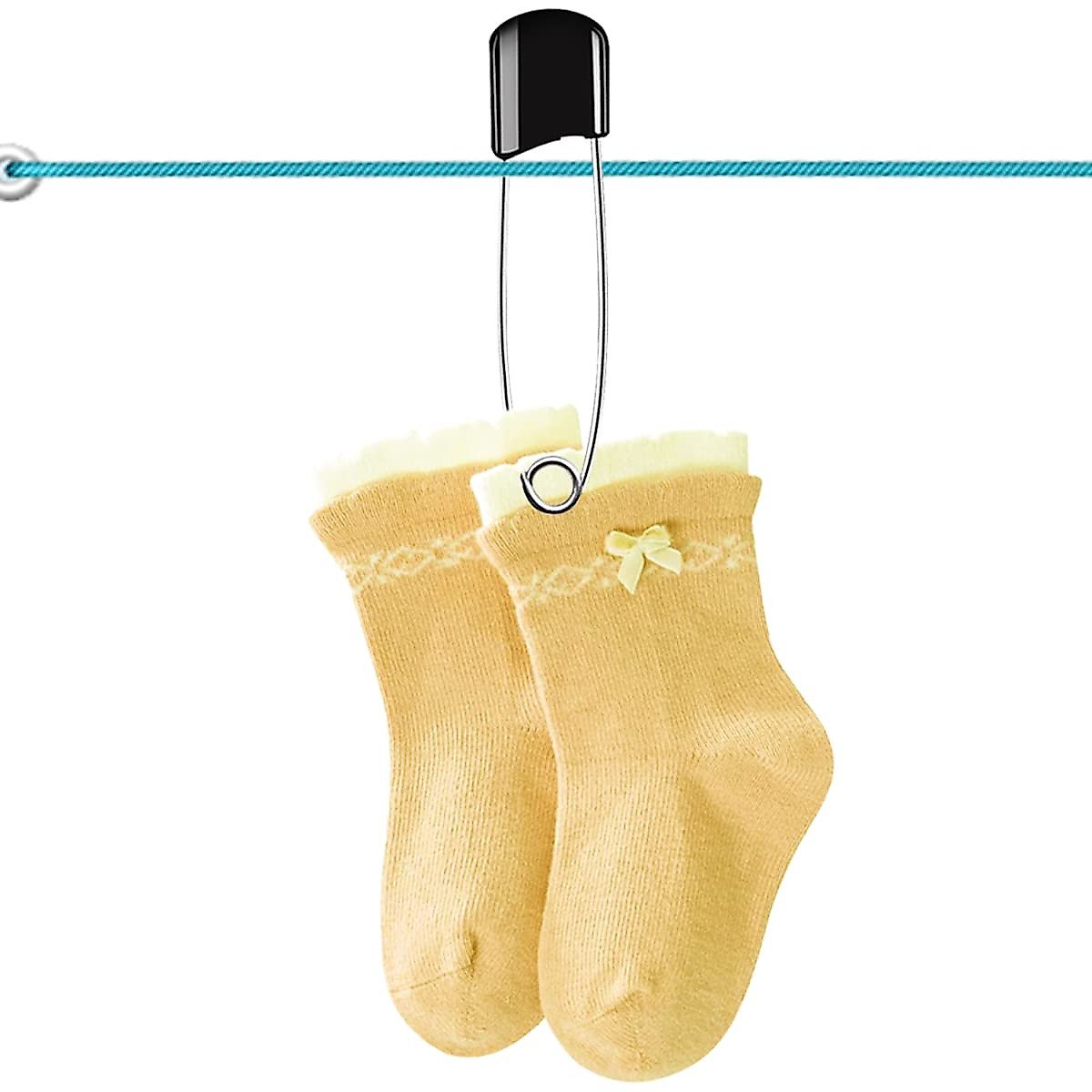 50 Pcs Diaper Pins, Plastic Head Safety Pin with Safe Locking Closures (Black)