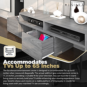 TV Stands for Living Room - 53” Gray Entertainment Center with Storage Shelves & Cabinets - Multipurpose TV Stand with Storage - Gray TV Stands for Living Room for Game Console