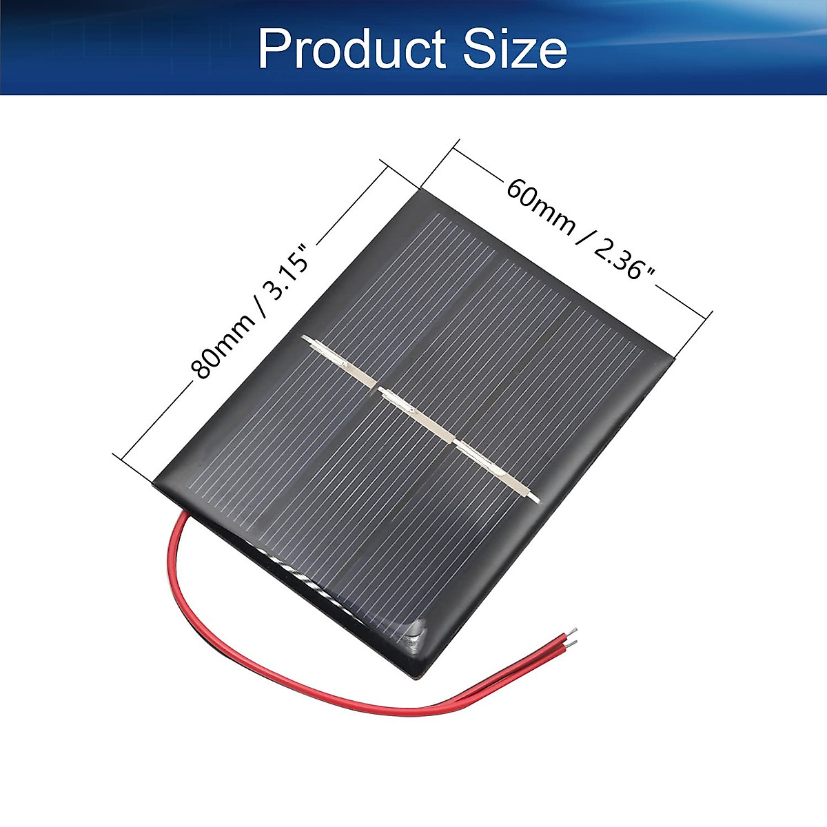 Bettomshin 5Pcs 1.5V 0.65W Mini Solar Panels Cells, Polycrystalline Solar Cells Micro Solar Panel Module for Light Electric Toys Solar Battery Charger DIY Solar Syatem Kits (3.15" x 1.18"/80mm x 60mm)
