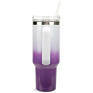 Elanze Designs Octopus Ocean Creature Sunglasses 40 oz. Stainless Steel, Large Water Bottle Coffee Mug, Spill & Leak Resistant, Thermal Travel Tumbler with Handle, Lid & Straw, White & Purple