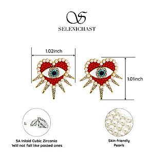 Selenichast Evil Eye Earrings Heart Evil Eye Earrings for Women Birthday Christmas Jewelry Gifts
