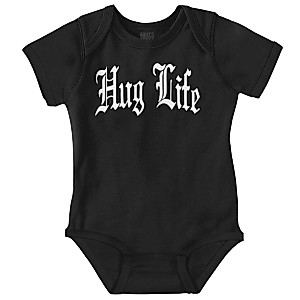 Brisco Brands Hug Life Tattoo Letters Font Funny Baby Romper Boys or Girls