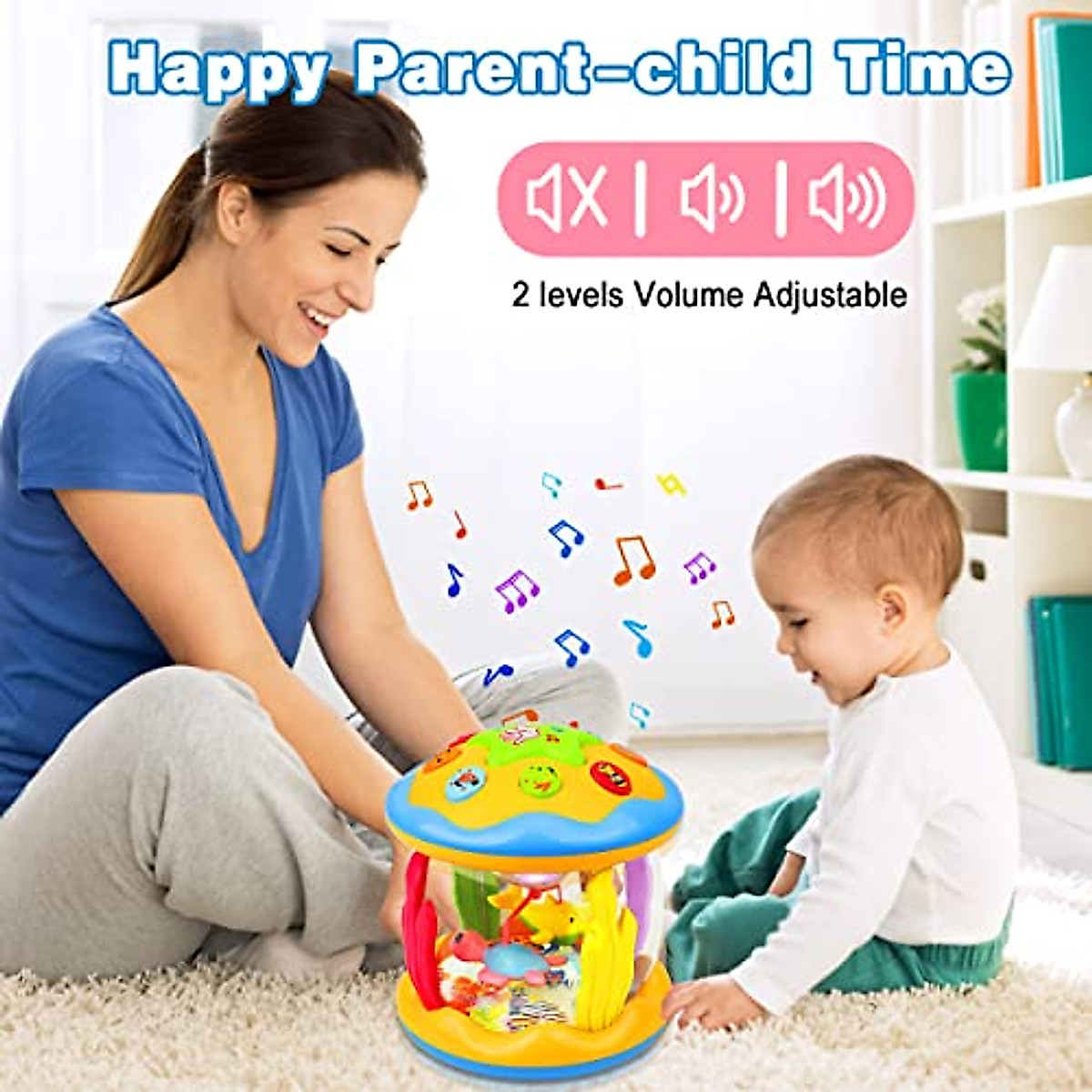 Aboosam Baby Toys 6 to 12 Months - Musical Learning Infant Toys 12-18 Months - Babies Ocean Rotating Light Up Toys for Toddlers 1 2 3+ Years Old Boys Girls Baby Gifts