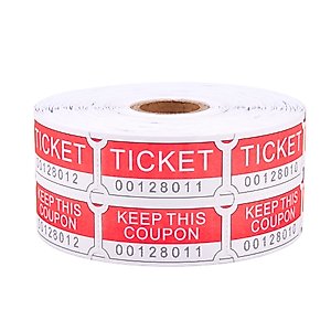 ESSENTIAL 1000 Red Double RaffleTickets Roll, Raffle Tickets Printable for Leisure, Movie Watching, Entertainment