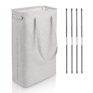 DYD Slim Laundry Basket with Handles Collapsible Linen Hampers for Bedroom Storage Built-in Lining with Detachable Brackets Well-Holding Foldable Laundry Hamper for Toys Clothing Organization