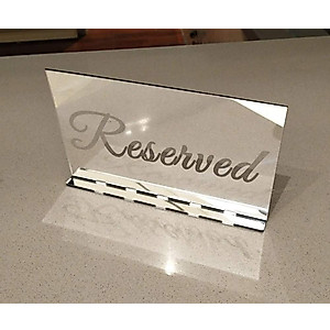 Set of 2 Acrylic Mirror Reserved Table Sign, Acrylic Freestanding Decoration, Acrylic Free Standing Reserved Wedding Signs (Silver)