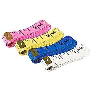 4 Pack Soft Tape Measure Double Scale body sewing Flexible Ruler for Weight Loss Medical Body Measurement Sewing Tailor Craft Vinyl Ruler, Has Centimetre Scale on Reverse Side 60-inch