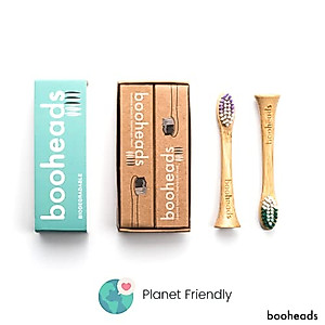 booheads - Bamboo Electric Toothbrush Heads | Biodegradable Eco-Friendly Sustainable Recyclable | Compatible with Sonicare (Purple & Green)