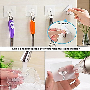 30 PCS Adhesive Hooks Wall Hanger Hook 13lb(Max), Bathroom Kitchen Transparent Reusable Seamless Scratch Wall Hooks for Bathrobe Coats Ceiling Hanger,Hanging Waterproof Plastic Hooks