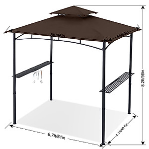 ABCCANOPY 8'x 5' Grill Gazebo Shelter, Outdoor BBQ Gazebo Canopy with LED Light (Coffee)