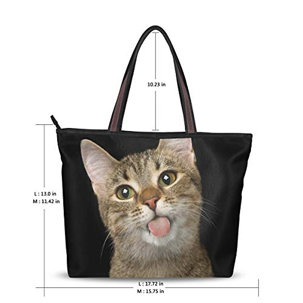 My Daily Women Tote Shoulder Bag Funny Happy Cat Handbag Medium
