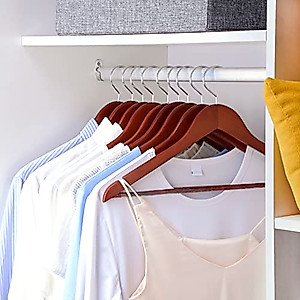 Nature Smile Wooden Suit Hangers 30 Pack Solid Wood Coat Clothes Hangers with Non Slip Bar and 360° Swivel Hook(Cherry Color)…