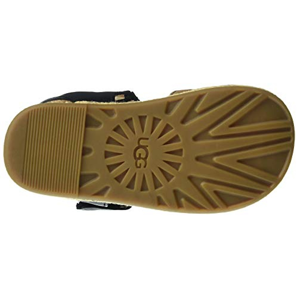 UGG girls I Emmery Leopard Flat Sandal, Tan, 4-5 Infant US