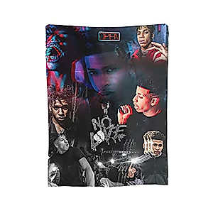 Nle Rapper Choppa Music Collage Throw Blanket Packable Classic Lightweight Blankets Decor for Bed Couch Living Room Travel Outdoor 80"X60"