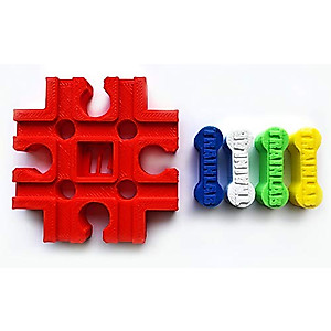 TrainLab Cross Track Connector with Dog Bones for Wooden Railway (Red)