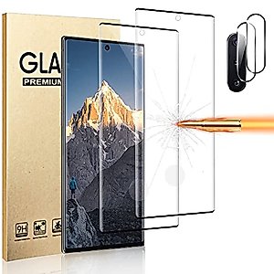 [2+2 Pack] Galaxy Note 10 Plus 5G Screen Protector, HD Clear 9H Tempered Glass Scratch Resistant, Fingerprint Unlock, 3D Curved, Bubble-Free for Samsung Galaxy Note 10 Plus Screen Camera Protector (6.8")