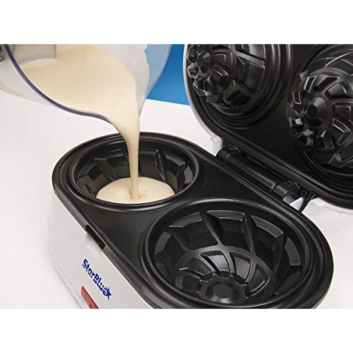 Double Waffle Bowl Maker by StarBlue - White - Make bowl shapes Belgian waffles in minutes | Best for serving ice cream and fruit | Gift ideas 110V 50/60Hz 1200W