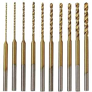 KEWAYO 10-Piece Micro Twist Drill Bit Set - 0.6mm to 2.2mm Tiny Drill Bits - 2.35mm Shank - High-Speed Steel Mini Engraving Drill Bits - Ideal for DIY Amber, Beads, and Beeswax Drilling