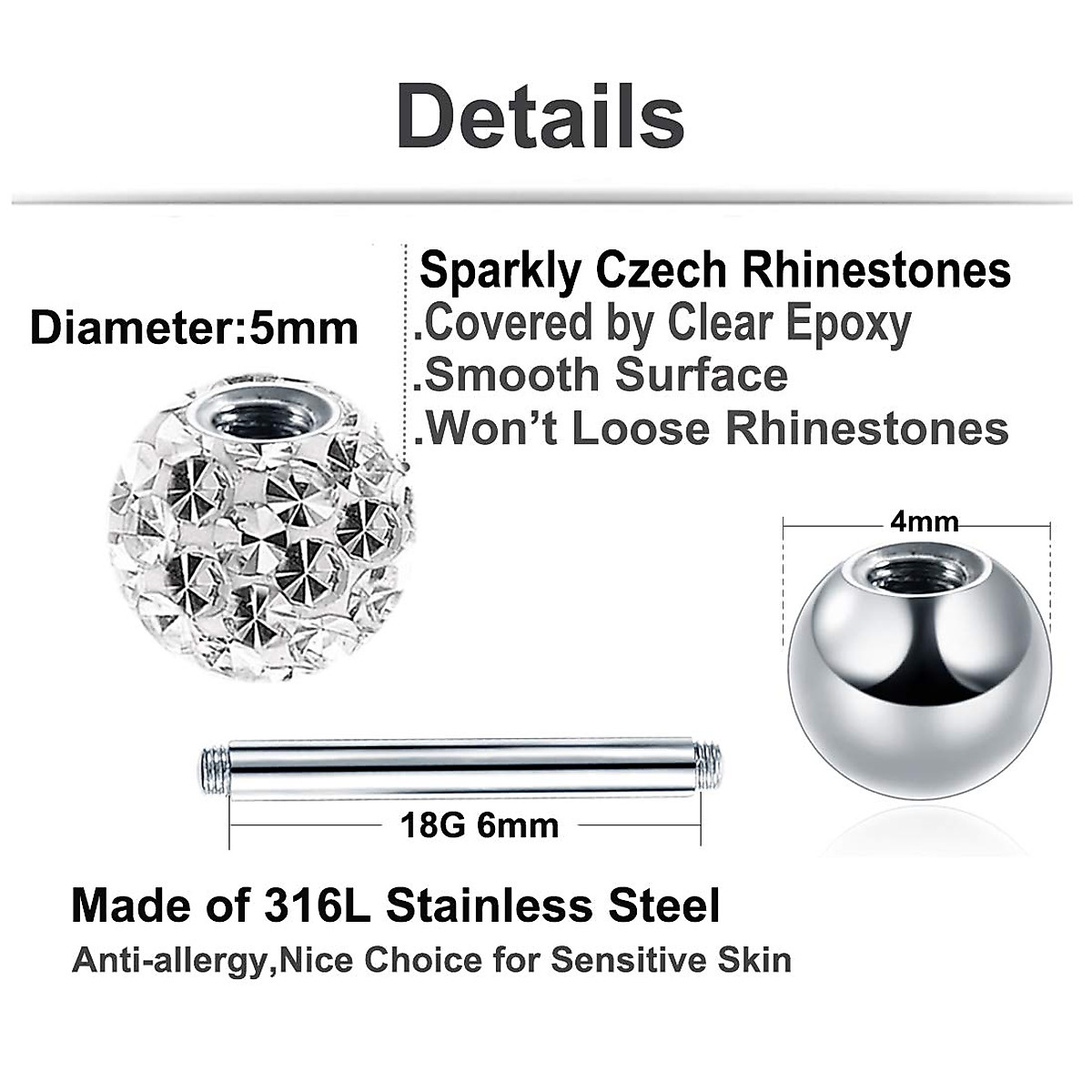 20G Stud Earrings Set for Women Girls Sensitive Ears with Screw on Backs Tragus Cartilage Jewelry ZHIYAOR