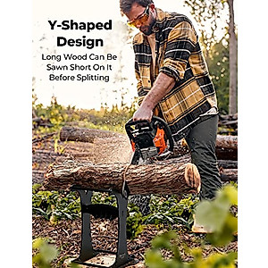 yamagahome Firewood Splitter, Manual Log Splitter with Heating Treated Iron, Heavy Duty Wood Splitter Tool Firewood Cutter with Canvas Log Carrier and Gloves, 2022 New Version