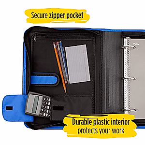 Five Star 2 Inch Zipper Binder, 3 Ring Binder, 6-Pocket Expanding File, Durable, Color Selected for You, 1 Count (29592)