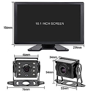 EVERSECU 4CH HD 1080P Car Backup Cameras System with 10.1" Touch Screen Quad Display Monitor & 4pcs 1080P Backup AHD Cameras, MP5 Player, Vehicle DVR Recorder for RV/Truck/Bus/Trailer/Camper/Van