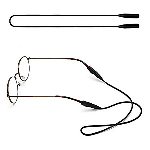 JM Elastic Silicone Eyeglasses Strap Holder Waterproof Glasses Retainer, Sports Sunglasses Chain 2 Pack Women Men Kids Black