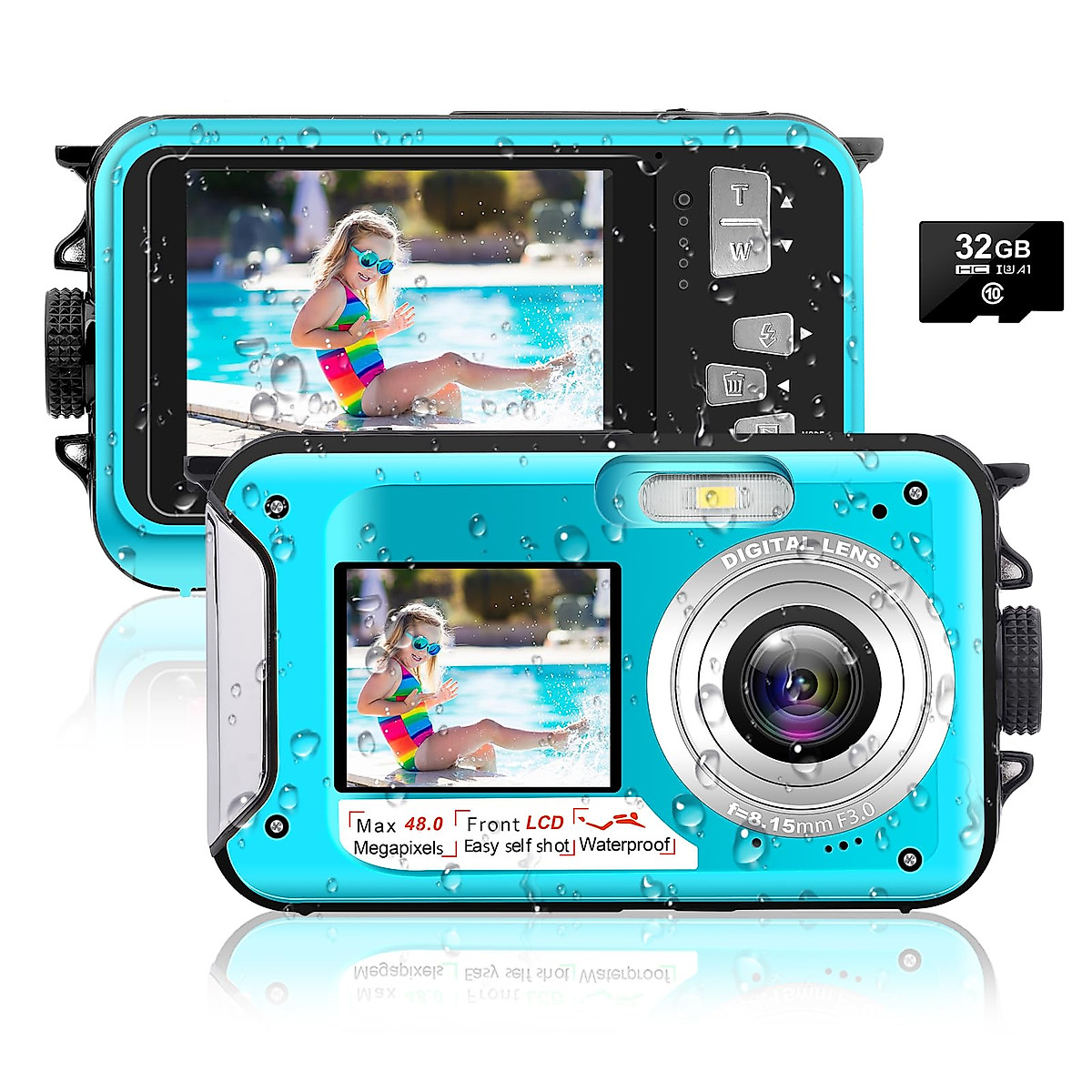 Yifecial 4K Waterproof Digital Camera 11FT Underwater Camera Selfie Dual Screens 48MP Waterproof Camera