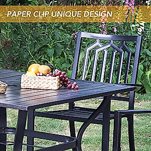 PHI VILLA Outdoor Dining Chairs Metal Patio Bistro Stackable Chairs Set of 2, Black