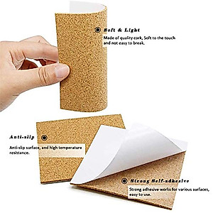 60Pcs Self Adhesive Cork Squares, MOTASOM 4 x 4 Inch Strong Cork Adhesive Sheets, Reusable Cork Board Cork Backing Sheets, Mini Wall Cork Tiles Mat for Coasters and DIY Crafts