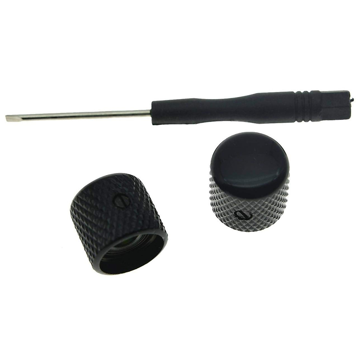 KAISH Set of 2 Black Metal Guitar Dome Knobs Bass Knob with Set Screw for Telecaster/Tele Guitar