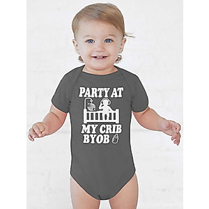 Funny Cute Baby Boy Girl Party At My Crib Bodysuits | Handmade Clothes For Infant Newborns (New Pink, 0-3 Months)