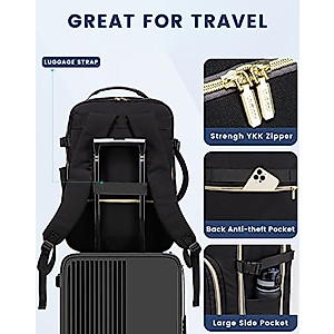 LOVEVOOK Travel Backpack for Women Men as Personal Item Flight Approved, 40L Luggage Carry On Backpack, 17.3inch Large Daypack Laptop Waterproof Outdoor Sports with 3 Packing Cubes, Black