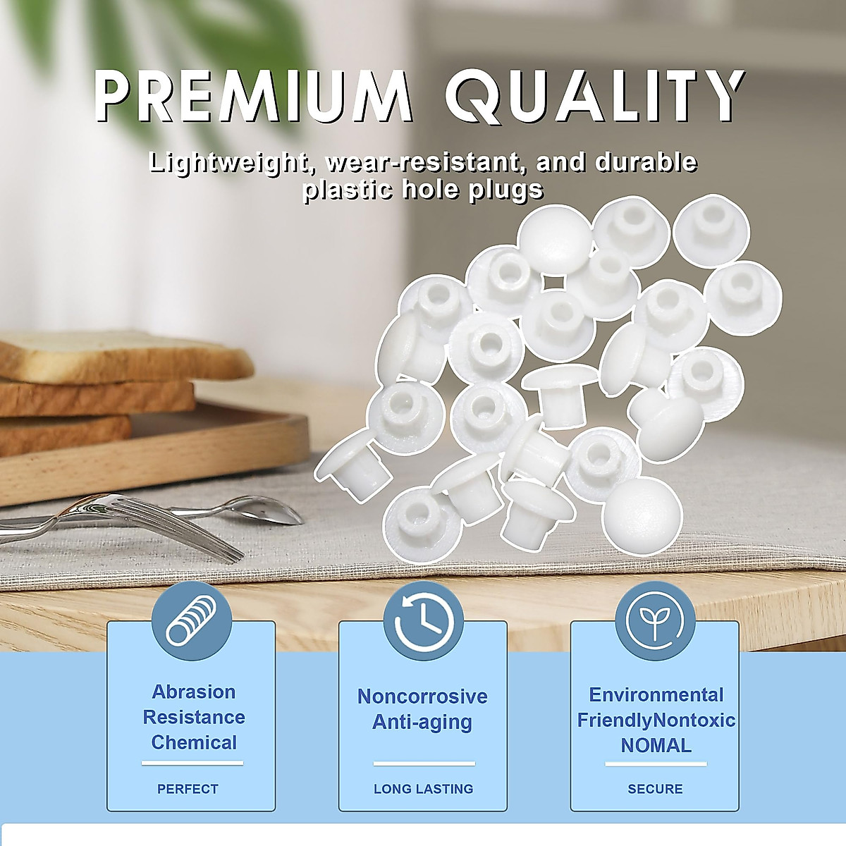 BOPOREAE 300Pcs 5mm(3/16Inch) Plastic Hole Plugs Black Screw Cap Drilling Covers Round Button Plugs for Cabinet Cupboard Shelves License Plate Furniture Hardware