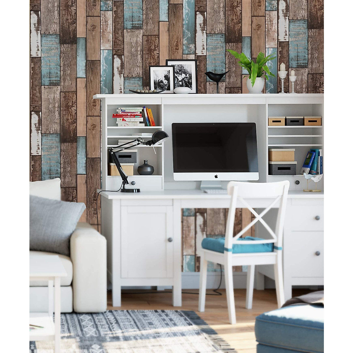 118''x17.7''Wood Wallpaper Peel and Stick Wood Contact Paper Wood Plank Wallpaper Stick and Peel Self Adhesive Wallpaper Removable Wallpaper Rustic Distressed Wood Look Wallpaper Faux Vinyl Roll